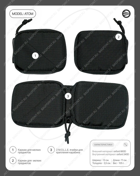 Органайзер - клатч Darklite " Atom" Black - купить в Москве — «Bagpoint»